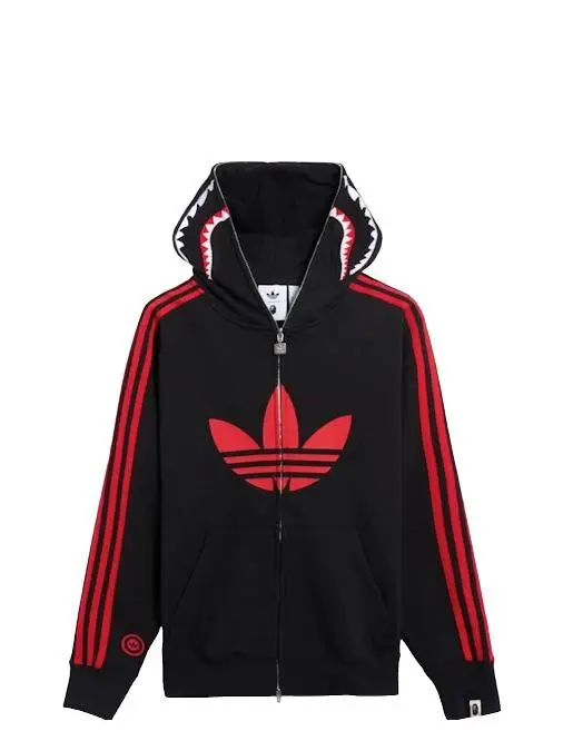 BAPE X Adidas Shark Fleece Full Zip Hoodie - Black