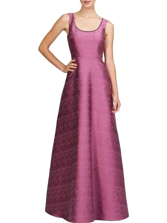 KAY UNGER Penelope Embellished Neck Gown - Berry Sorbet