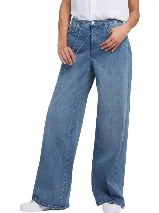 NYDJ Cindi Cool Embrace® Drawstring Wide Leg Jeans - Majorca Bay
