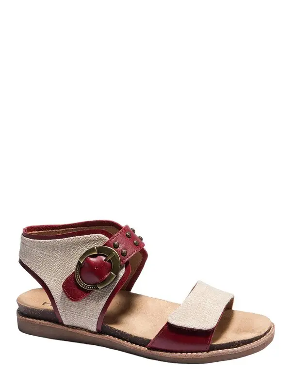 HALSA FOOTWEAR Bari Sandal - Dark Red/ Natural