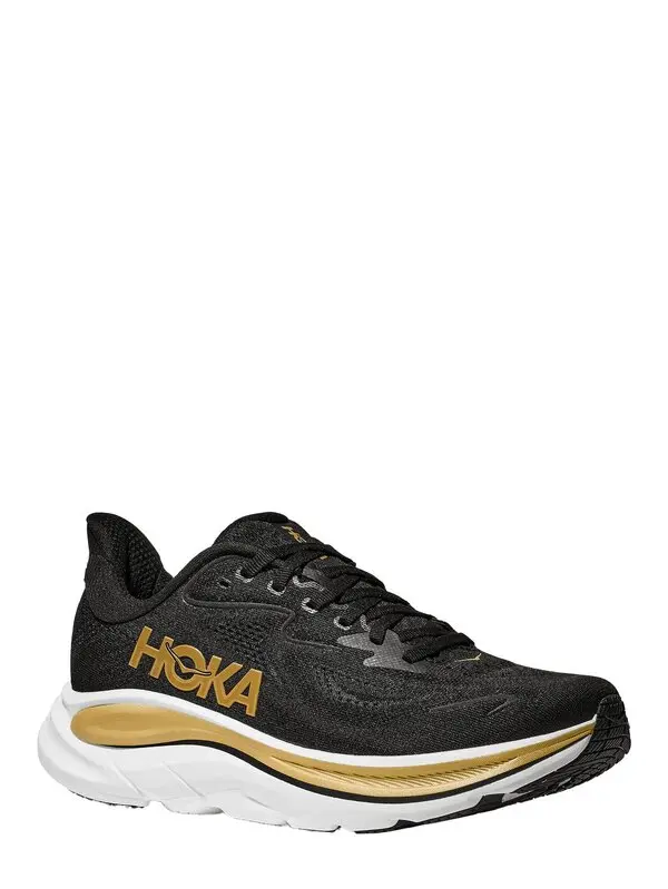 HOKA Clifton Running Shoe - Black/gold