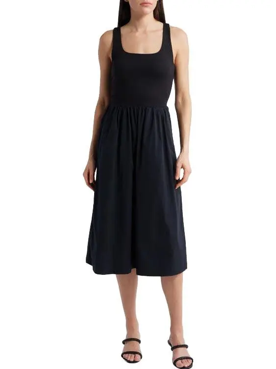Spanx Smooth Jersey Mixed Media Midi Dress - Classic Black