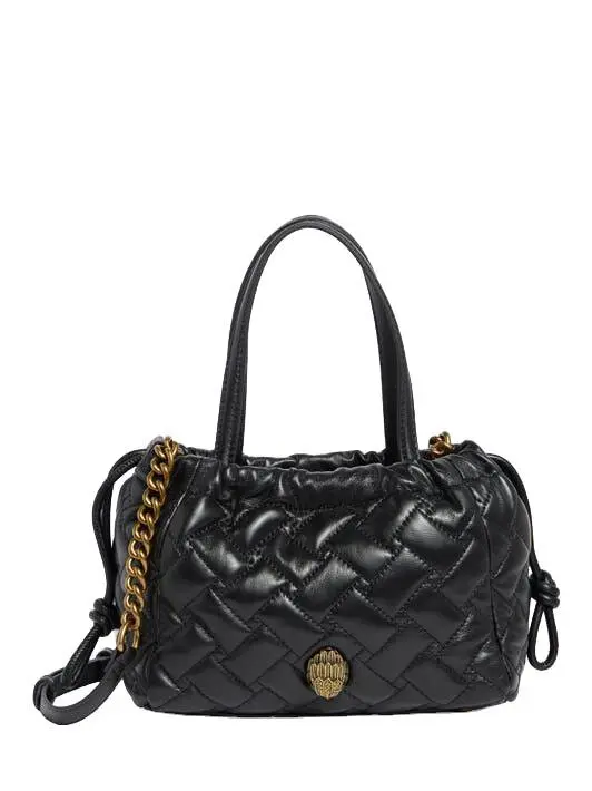 Kurt Geiger Small Kensington Leather Drawstring Tote - Black