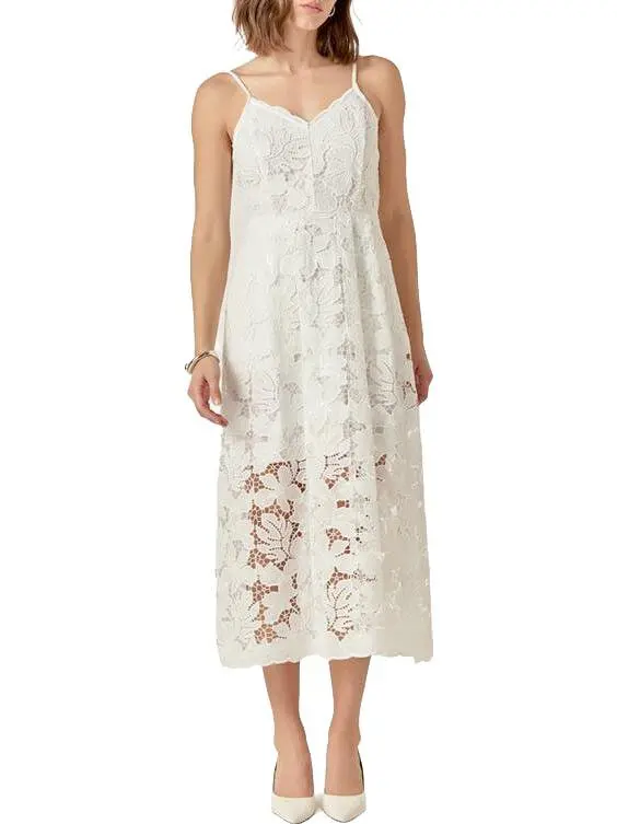 Endless Rose Sequin & Lace Midi Dress - White