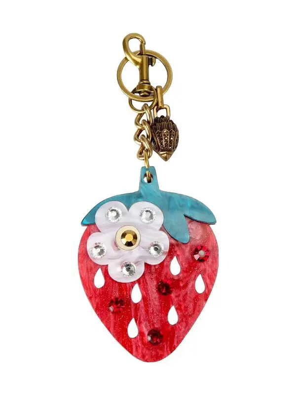 Kurt Geiger Strawberry Bag Charm - Open Red