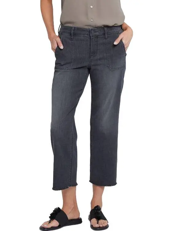 NYDJ Piper Frayed Relaxed Crop Utility Jeans - Castile Dream