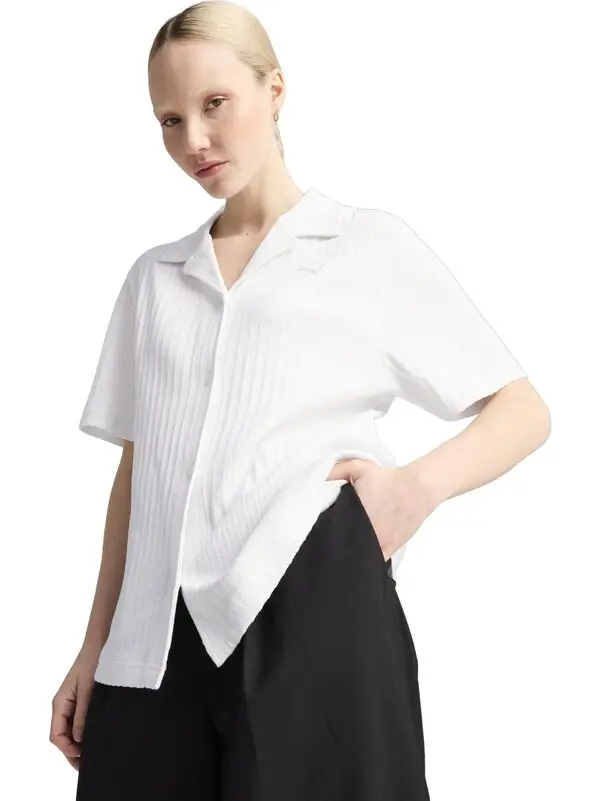 PUMA Wardrobe Essentials Pointelle Shirt - White