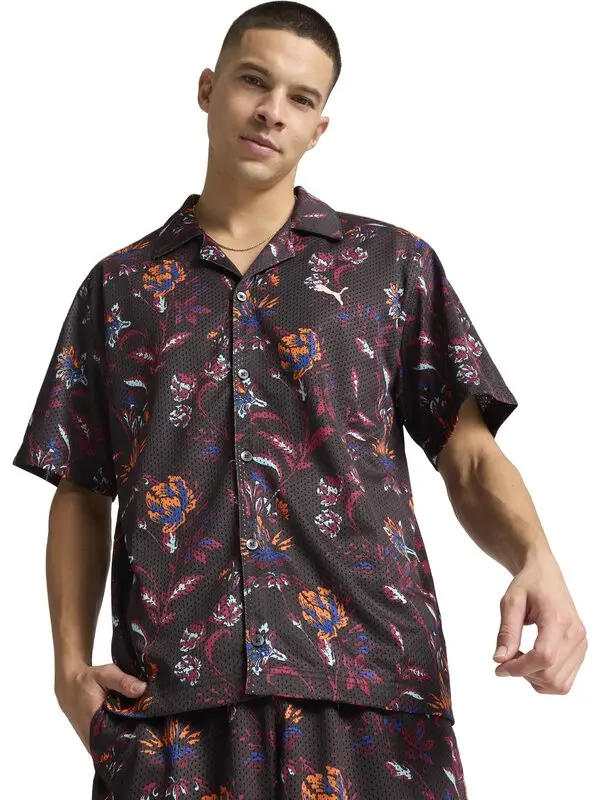 PUMA Floral Graphic Mesh Shirt - Black