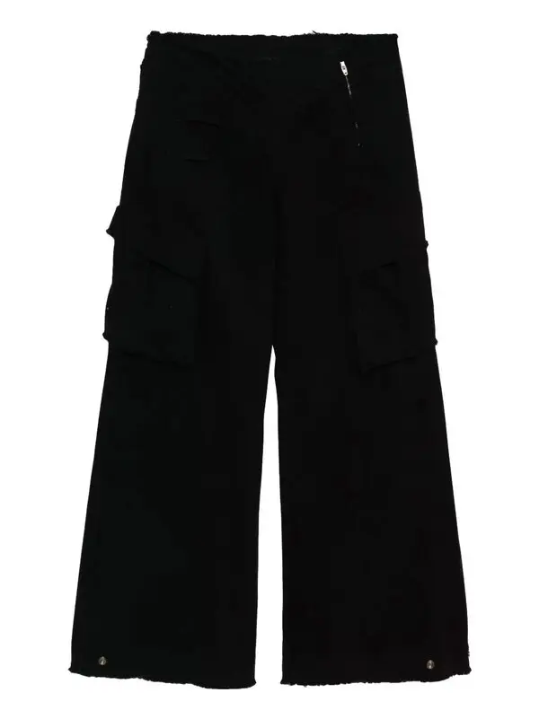 GROUND ZERO Frayed Cargo Trousers - Black