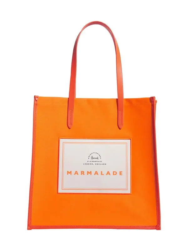 Harrods Cotton Marmalade Condiments Shopper Bag - Orange