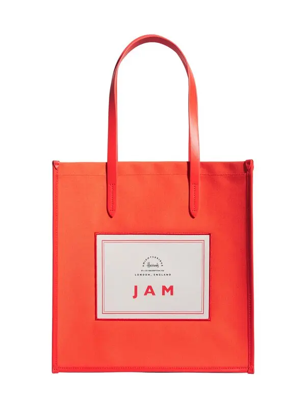 Harrods Cotton Jam Condiments Shopper Bag - Red
