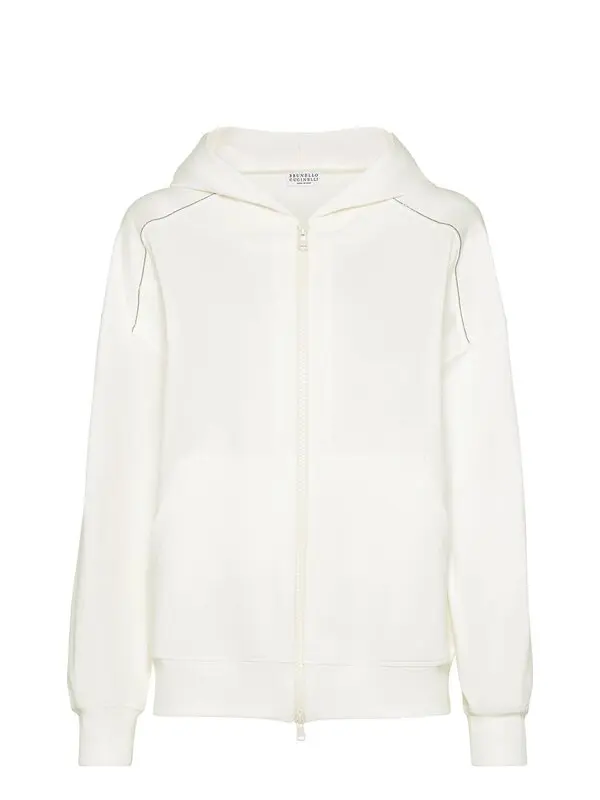 Brunello Cucinelli Stretch-cotton Zip-up Hoodie - Beige