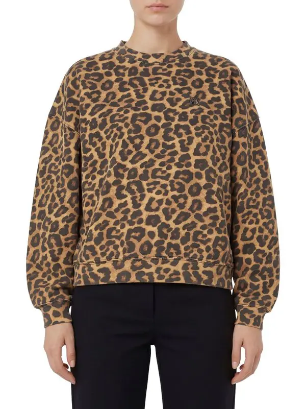 ANINE BING Animal Print Sweatshirt - Brown