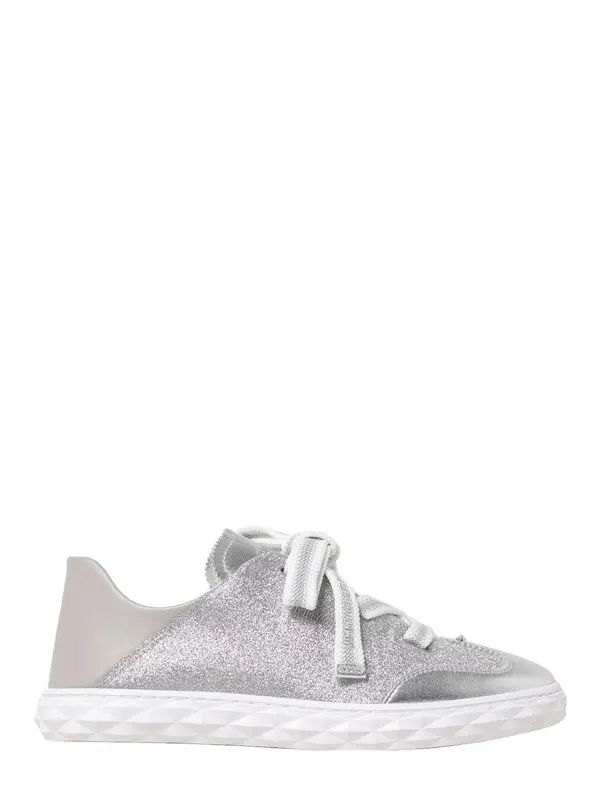 JIMMY CHOO Lace-up Glitter Sneakers - Silver