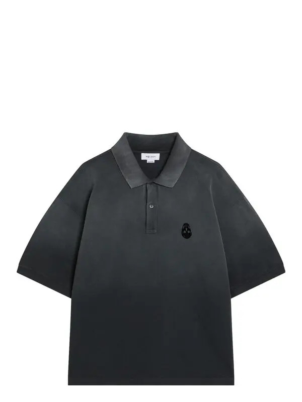 Alexander McQueen Alexander Mc Queen Faded Effect Polo Shirt In Cotton - Black