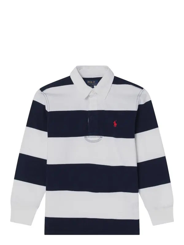 Polo Ralph Lauren Navy Blue Striped Polo - White