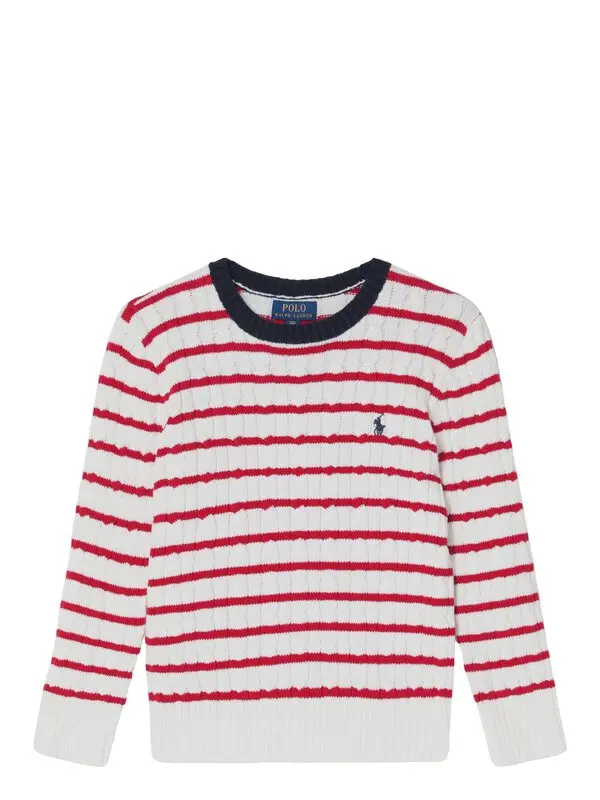 Polo Ralph Lauren Striped Cable Knit Jumper - White