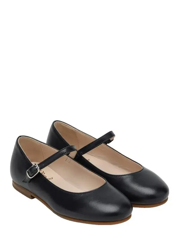 IL GUFO Leather Ballet Flats With Strap - Blue