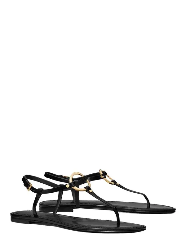 Tory Burch Ring Thong Sandal - Perfect Black / Gold