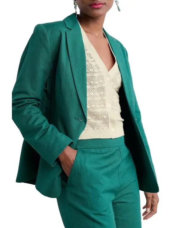SEASALT CORNWALL Erica Linen & Organic Cotton Blazer - Pine Shoots