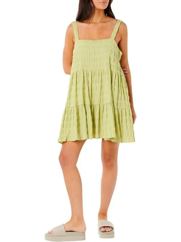 Rip Curl Cala Nights Seersucker Tiered Sundress - Sage