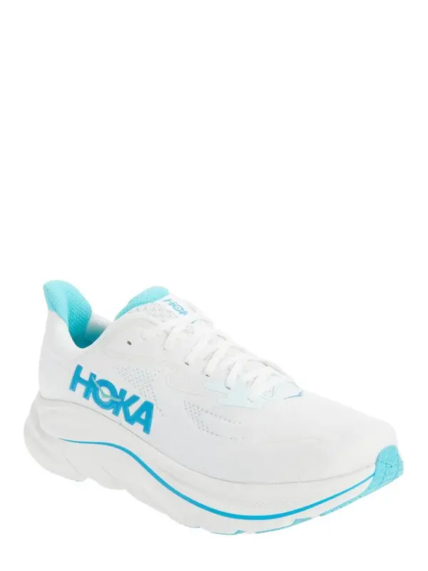 Hoka Clifton Running Shoe - White / Skyward Blue
