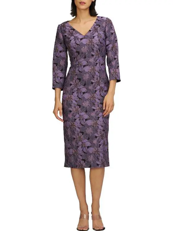 Js Collections Elliana Floral Brocade Sheath Dress - Lilac