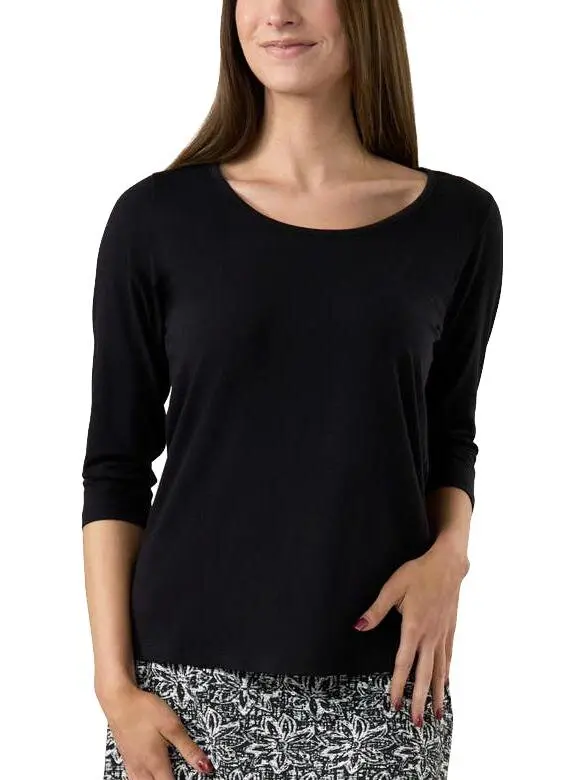 UV SKINZ 3/4 Sleeve Scoop Neck Tee - Black