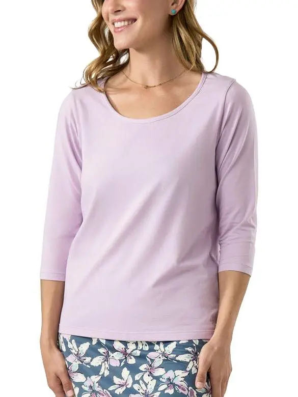 UV SKINZ 3/4 Sleeve Scoop Neck Tee - Lotus