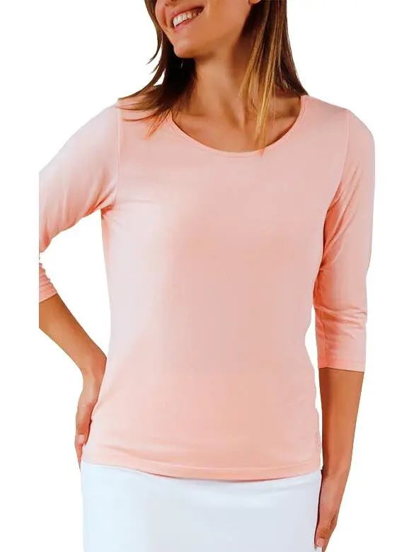 UV SKINZ 3/4 Sleeve Scoop Neck Tee - Rosewater