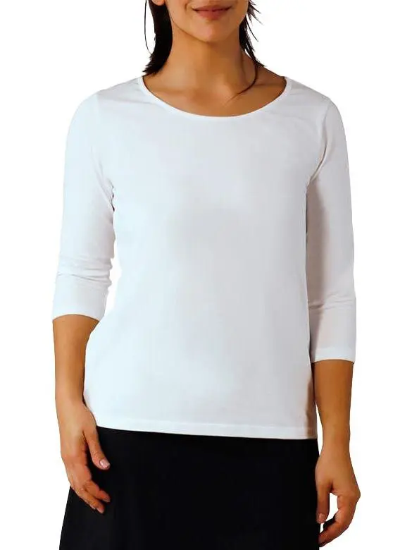 UV SKINZ 3/4 Sleeve Scoop Neck Tee - White