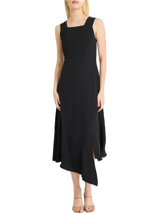LUXELY Asymmetric Sleeveless Midi Dress - Meteorite