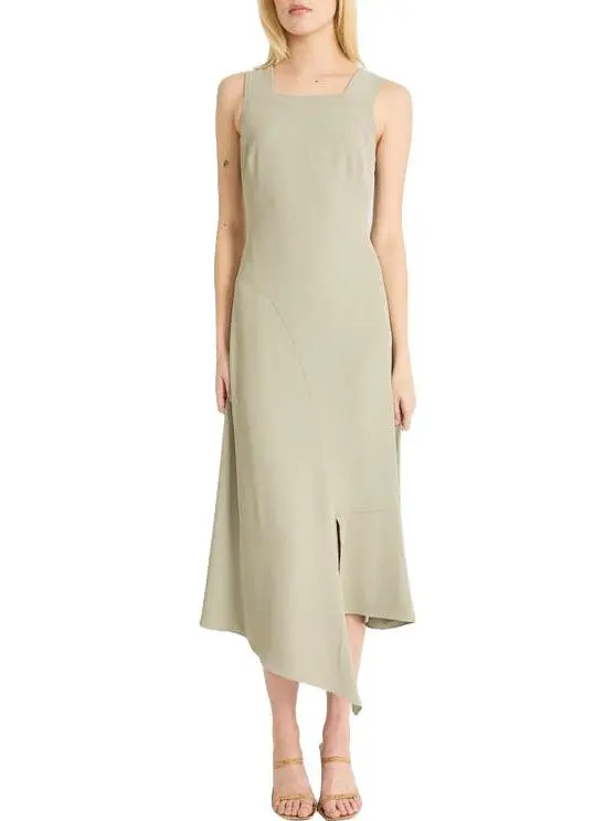 LUXELY Asymmetric Sleeveless Midi Dress - Overland Trek