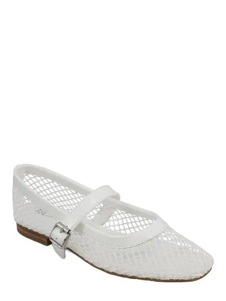 Mia Rayza Woven Mary Jane Flat - White