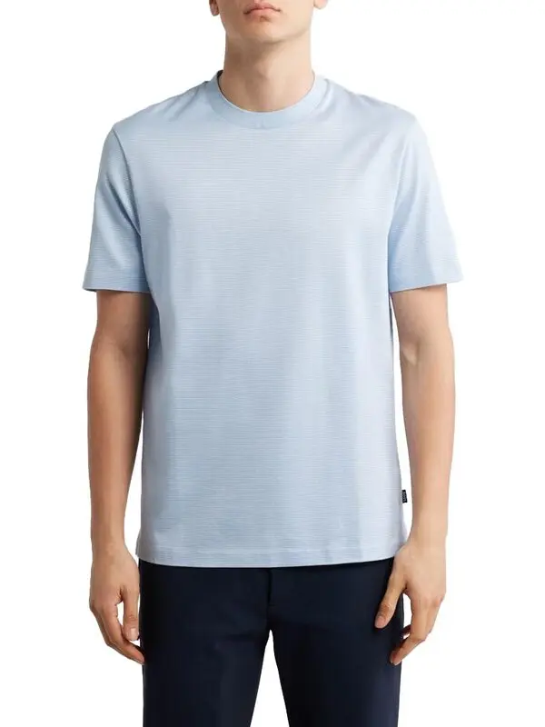 BOSS Thompson Pinstripe Cotton T-shirt - Light Blue