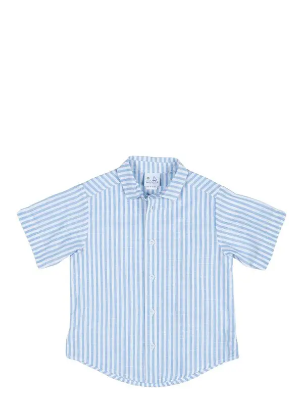 FLORENCE EISEMAN Linen Look Camp Shirt - Blue / White