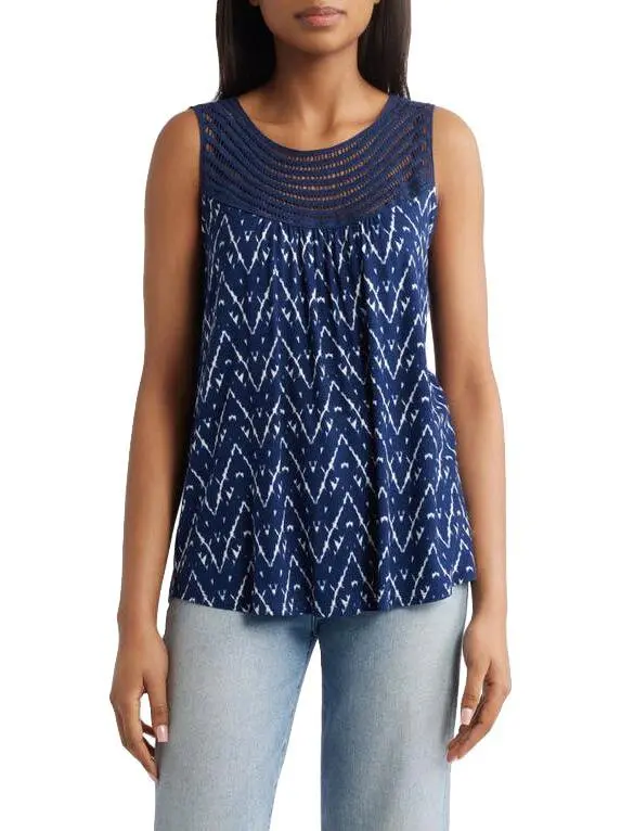 Loveappella Lattice Yoke Tank - Navy