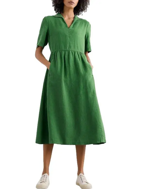 SEASALT CORNWALL Fen Linen Midi Shirt Dress - Hedgerow