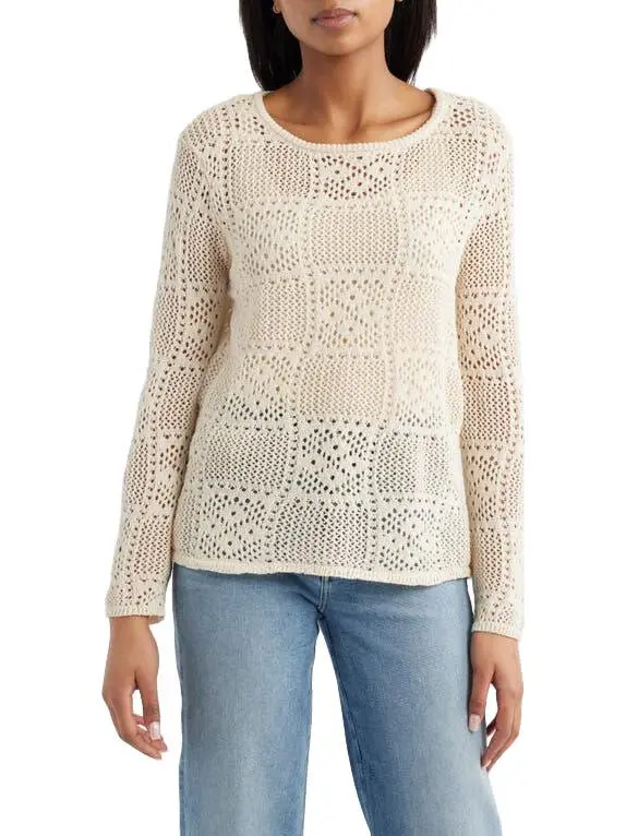 BEACHLUNCHLOUNGE Tiara Crochet Look Sweater - Egg Shell