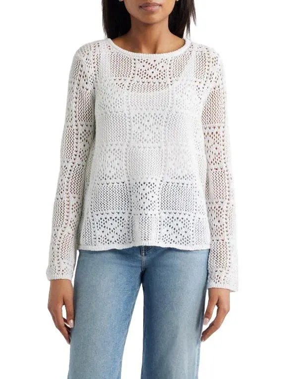 BEACHLUNCHLOUNGE Tiara Crochet Look Sweater - White