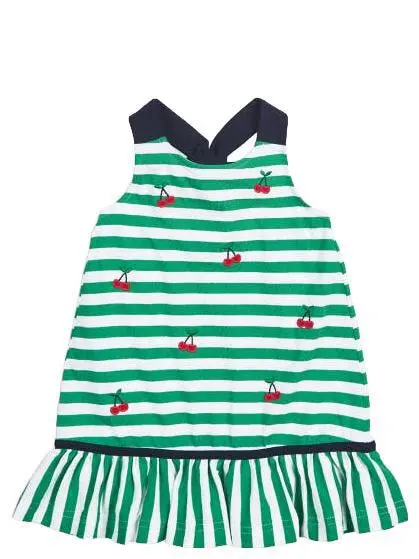 FLORENCE EISEMAN Stripe Knit A-line Dress With Cherries - Green / White