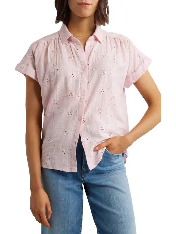 BEACHLUNCHLOUNGE Noa Embroidered Button-up Top - Pale Pink