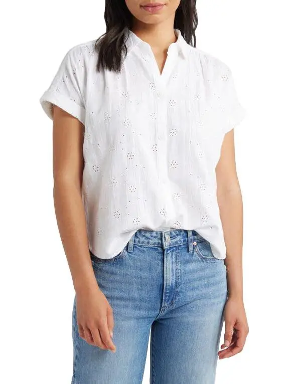 BEACHLUNCHLOUNGE Noa Embroidered Button-up Top - White
