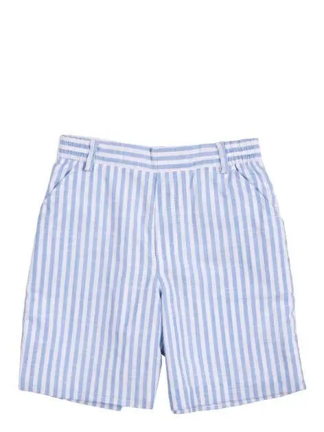 FLORENCE EISEMAN Stripe Linen Look Short - Light Blue / White