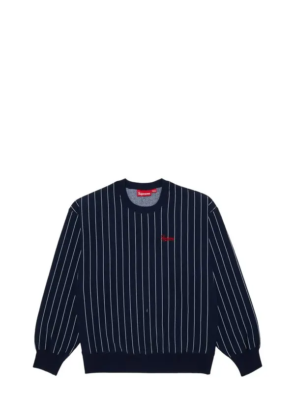 Supreme Pinstripe Crewneck 'navy - Blue