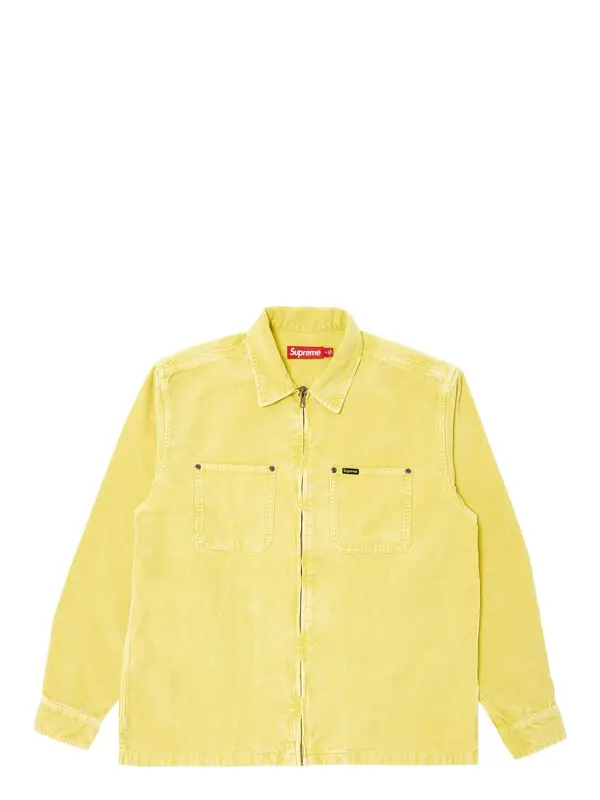 Supreme Washed Corduroy Zip Up Shirt - Yellow