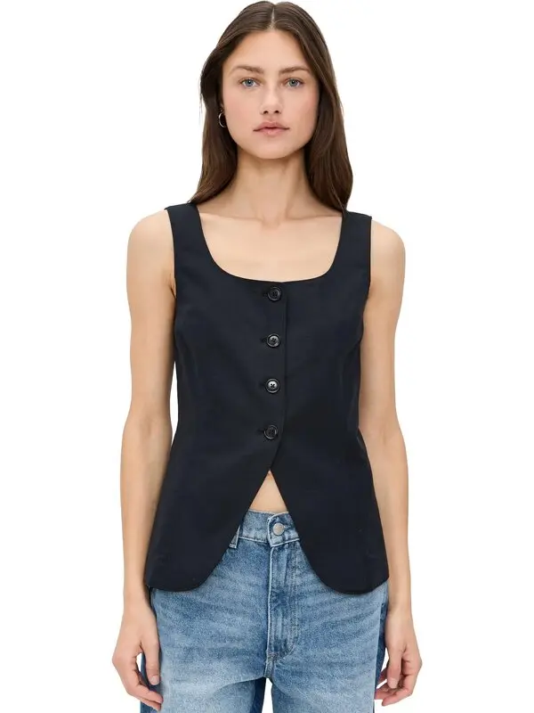 ALEX MILL Soho Scoop Vest - Black