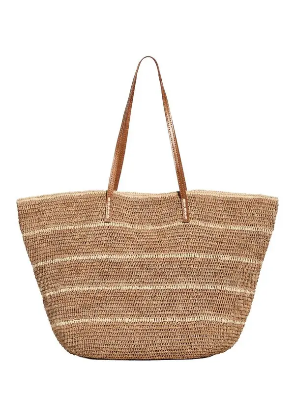 Mar Y Sol Cielo Raffia Tote - Sand With Natural Stripes