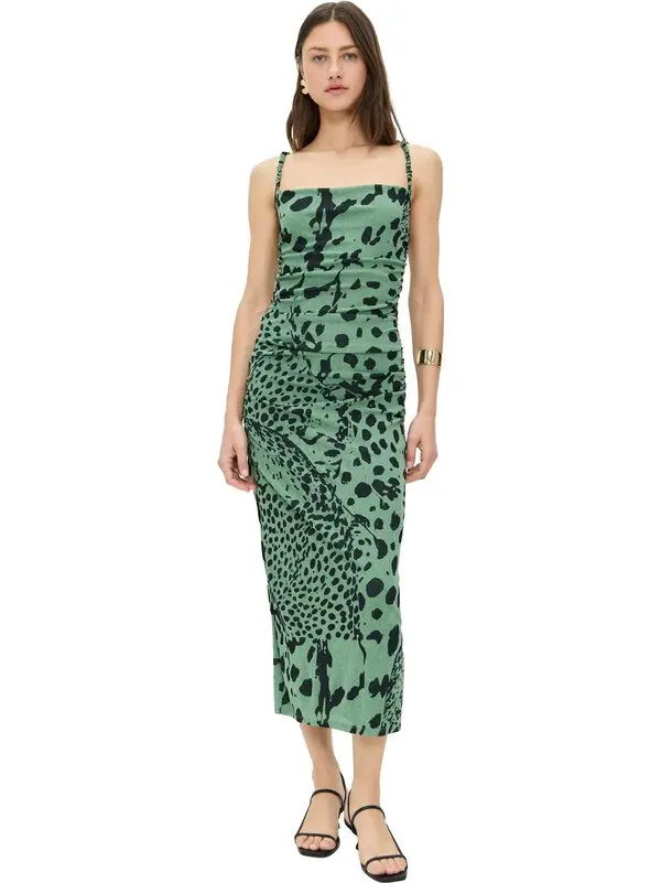 Nanushka Alexa Cheetah Print Dress - Cheetah Green