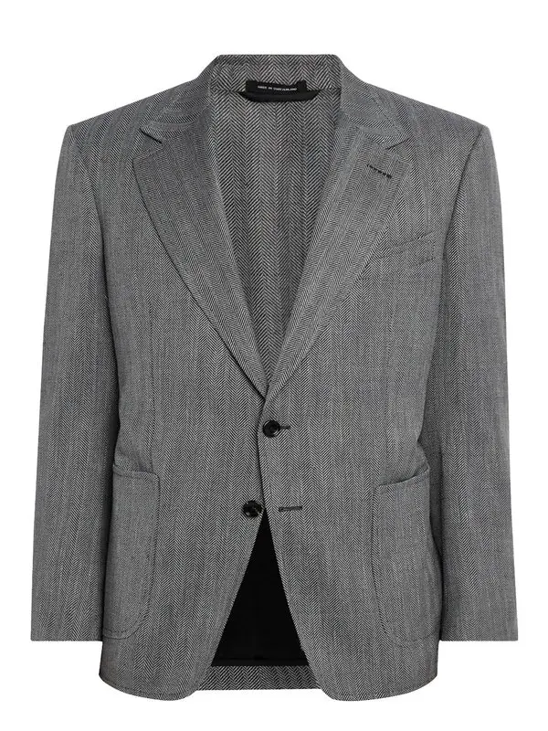 TOM FORD Shelton Herringbone Sport Coat - Grey